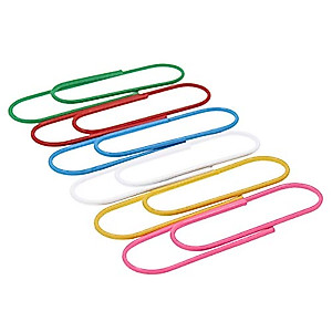 Super Large Paperclips Colored Jumbo - Coideal 30 Pack 4 Inch XL Mega Paper Clips Holder Vinyl Coated Assorted Color, Multicolored Giant Big Sheet Holder for Files, Office Supply (10 cm)