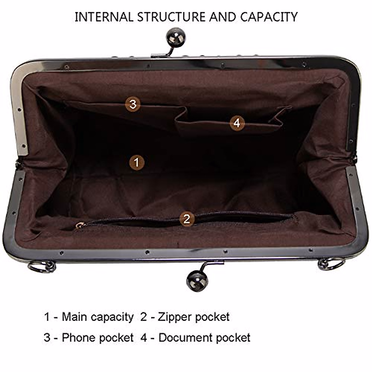 BelonYou Women Retro Kiss Lock Handbags Oil Wax PU Shoulder Bag Vintage Purses Small Tote Messenger Bags Satchels Black