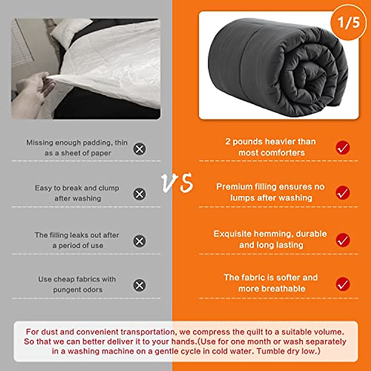 California King Comforter,Luxurious All Season Cooling Fluffy Soft Quilted Down Alternative Comforter Reversible Duvet Insert with Corner Tabs,Dark Grey,96x104 Inches