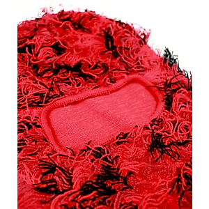 Atakai Balaclava Distressed Knitted Full Face Ski Mask Winter Windproof Neck Warmer for Men Women One Size Fits All, Yeat Inspired (Red Storm)