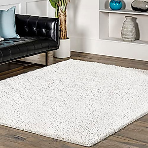 nuLOOM Marleen Contemporary Shag Area Rug, 4' Round, White