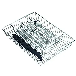 Kitchen Craft Metal Wire Cutlery Tray with 5 Sections, 36 x 26 cm (14" x 10")