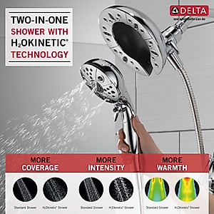 Delta Faucet Vesna 14 Series Single-Handle Shower Trim Kit with 5-Spray H2Okinetic In2ition Dual Hand Held Shower Head with Hose, Chrome 144789-I (Valve Included)