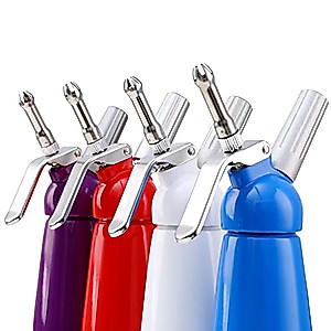 GreatWhip Whipped Cream Aluminum Dispenser Highly Durable Whip Cream Maker 500ml /1 Pint Large Capacity Cream Whipper with 3 Stainless Steel Nozzles & Cleaning Brush (White)
