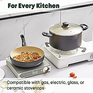 Ecowin Non Stick Cooking Sets, Granite Coating Nonstick Cookware Set, Kitcken Pots and Pans PFOA Free, Oven Safe & Dishwasher Safe - 21 Pieces