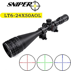 Hunting Rifle Scope R/G/B Illuminated Riflescope, Adjustable Objective (LT6-24X50)