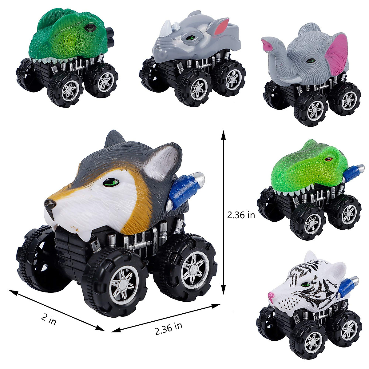 DR.DUDU Large Easter Eggs with Toys Inside, 4 X 3, 6 Pcs Easter Surprise Eggs with 6 Pcs Animal Pullback Toy Cars, Egg Toys for