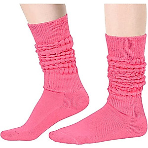 sockfun Pink Socks Scrunchie Slouch Scrunch Stacked Socks, 80s Socks 90s Socks