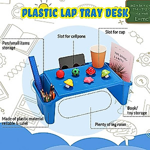 Kisston 12 Pcs Kids Lap Desk Bulk Lap Tray Lap Table Bed Table Plastic Lap Desk with Extra Storage Space Activities Children Portable Lap Desk for Kids Students Work Study School Classroom (Blue)