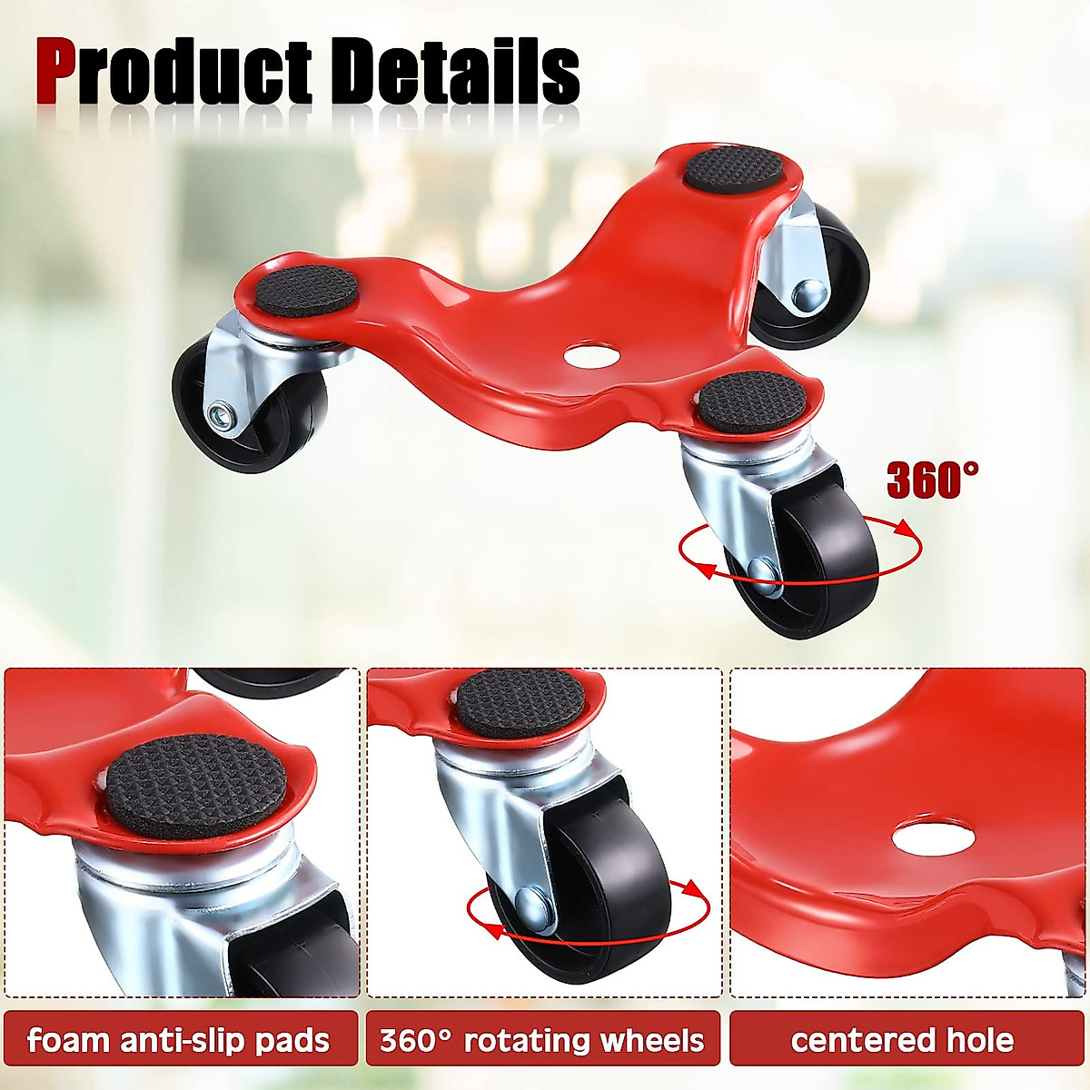 12 Pcs Furniture Mover Dolly 3 Wheels Dolly Steel Furniture Mover with Wheels 6 Inch Steel Tri Dolly Heavy Furniture Moving Tools 200 Lbs Load Capacity for Furniture Pool Table Home Office Warehouses