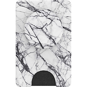 PopSockets Phone Wallet with Expanding Phone Grip, Phone Card Holder, Graphic PopWallet - Dove Marble