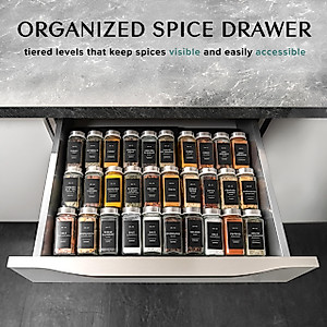 EDELHAUS Spice Drawer Organizer - Expandable Spice Rack for Drawer, Black Seasoning Organizer for Drawer Spice Organizer, Spice Organization Seasoning rack insert for Cabinet (Jars Not Included)