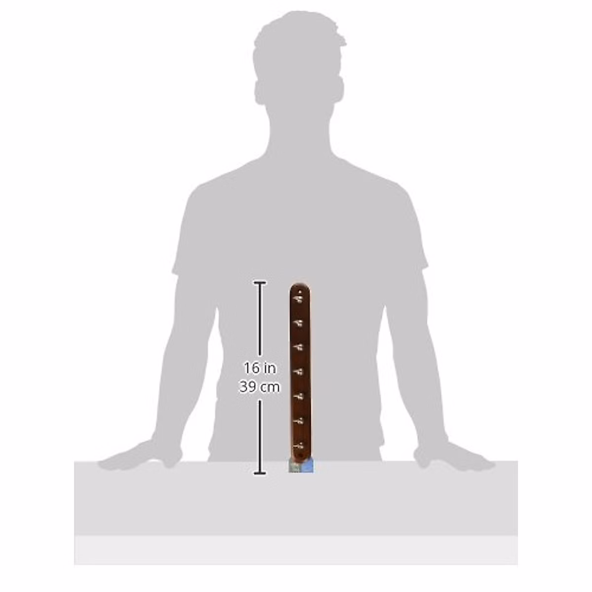 Spectrum Diversified Seven Key Rack with 7 Hooks for Entryway Organization to Hold Leashes Lanyards and More, Walnut