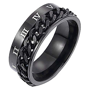 SEniutarm Engagement Love Rings Wedding Bands Unisex Fashion Titanium Steel Roman Numerals Twist Chain Ring Party Jewelry Gift for Women/Girl Finger Rings DIY Jewelry Gifts - Blue US 9