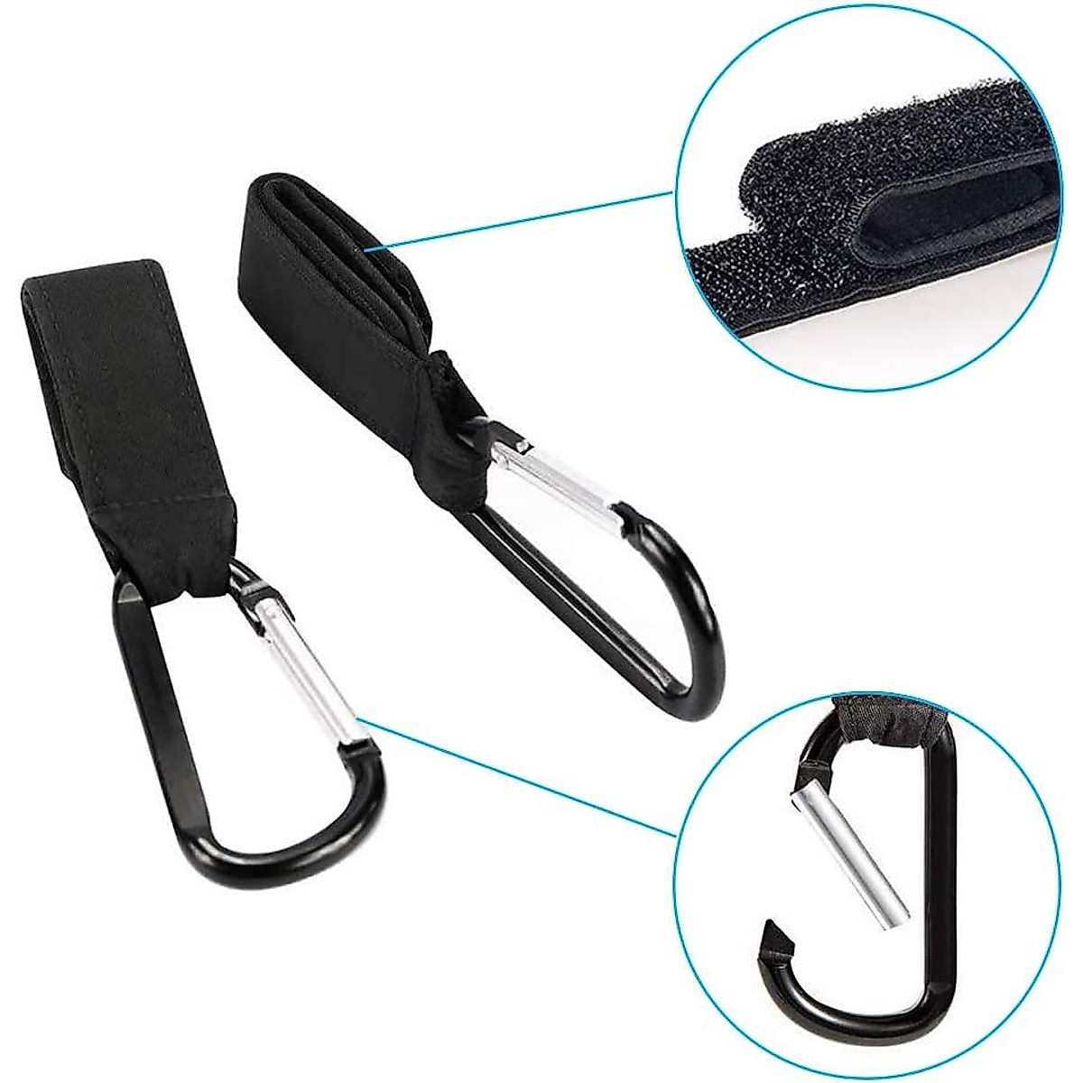 NORACLAN Baby Bag Clips Stroller Hooks Clips to Hang Your Shopping & Bags Safely on Your Buggy, Pushchair or Pram- Universal Fit on Strollers & Joggers