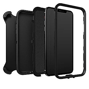 OtterBox iPhone 11 Pro Max (Only) Defender Series Case - Single Unit Ships in Polybag, Ideal for Business Customers - BLACK, rugged & durable, with port protection, includes holster clip kickstand