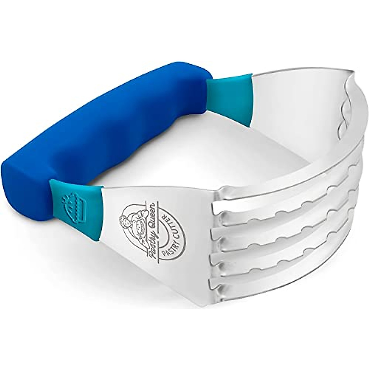 PASTRY QUEEN Pastry Cutter, Perfect Flaky Pie Crust, Dishwasher Safe Dough Blender, Easy Grip Handle & Stainless Steel Blades