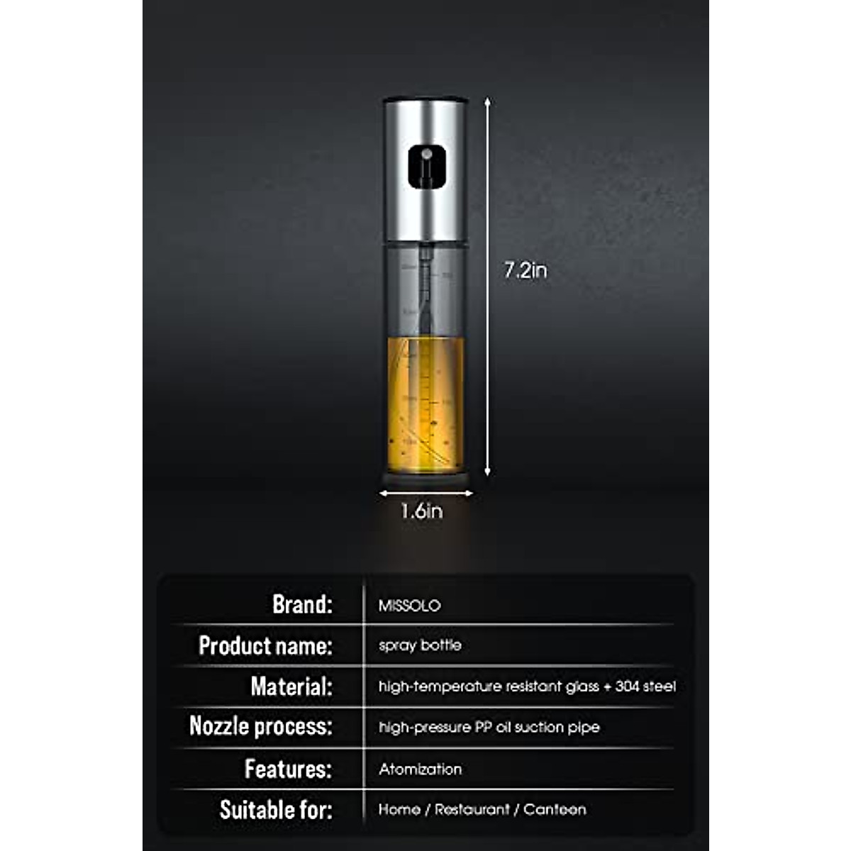 MISSOLO Oil Sprayer for Cooking, 100ml Glass Olive Oil Sprayer Mister, Oil Spray Bottle, Kitchen Gadgets Accessories, Oil Sprayer for Air Fryer, Cooking, Barbecue, Salad, Baking