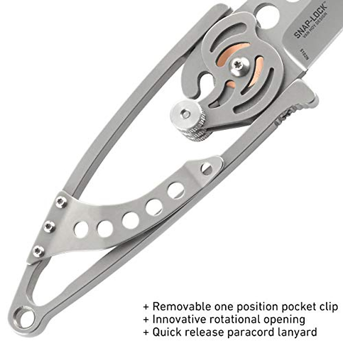 CRKT Snap Lock Folding Pocket Knife: Gentleman Everyday Carry, Satin Blade, Innovative Snap Lock Mechanism Skeletonized Handle, Quick Release Lanyard 5102N