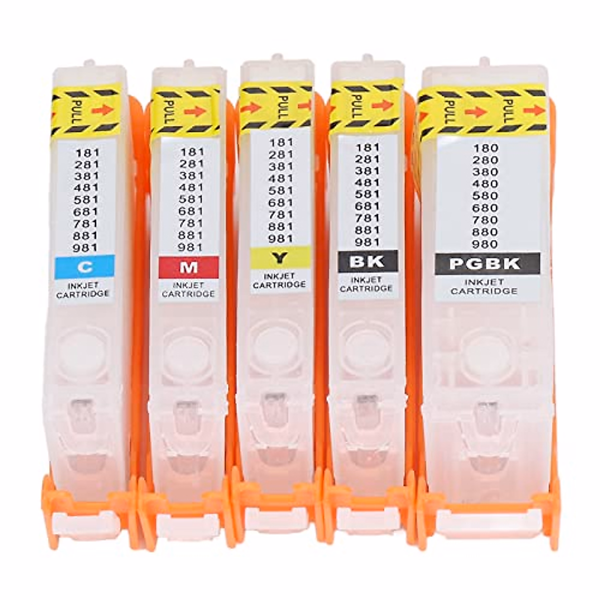 Fafeicy 5Pcs Ink Cartridge PGBK BK C M Y Inkjet Cartridge Printer Cartridge Smoothly Operation Reusable with Permanent Chip (380-381)