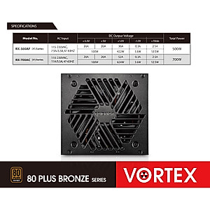 RAIDMAX Vortex 500/600/700/800watts 80+ Certified Standard and Bronze and Gold ATX Power Supply, Continuous Power with 120mm Quiet Fan, ATX 12V V2.3/EPS 12V Active PFC Power Supply (700, Watts)
