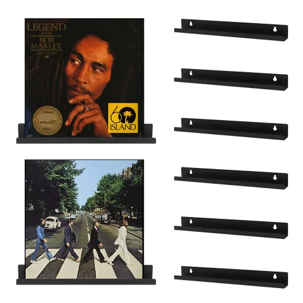 Vinyl Record Wall Mount Set - Stylish 15-inch Metal Shelves for LP Display