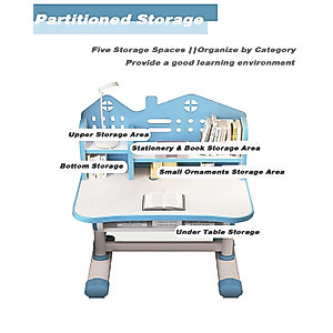 Kids' Table Chair Sets, Kids' Desks Chair, Children Study Desk Writing Table Computer Workstation With Large Storage Drawer And Bookshelf, Height Adjustable Kids Bedroom Furniture ( Color : Blue )