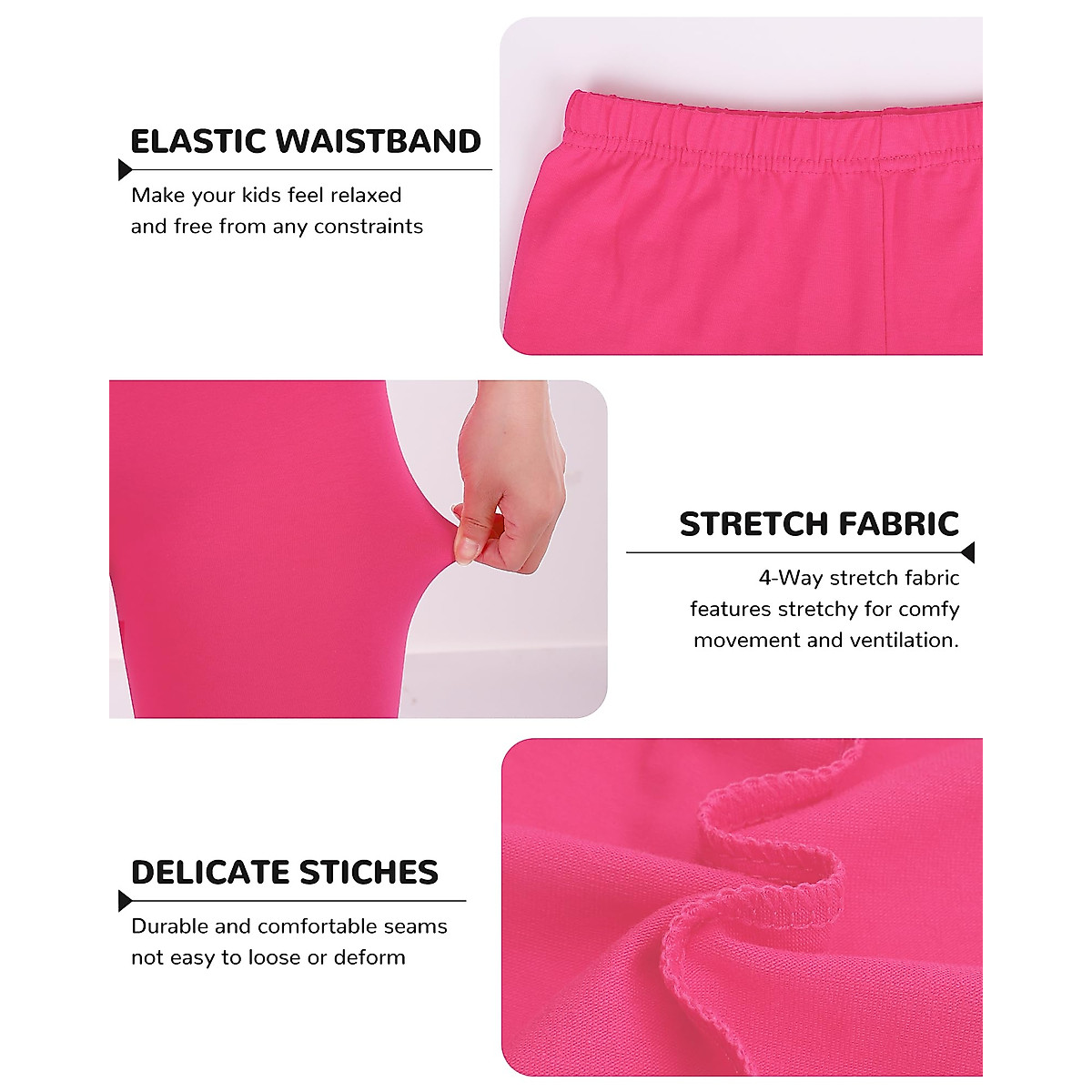 BOOPH Girls Bike Shorts Kids Cartwheel Shorts Biker Dance Shorts for Toddler Girl 3 Pack 5-6T Black Navy Rose Red