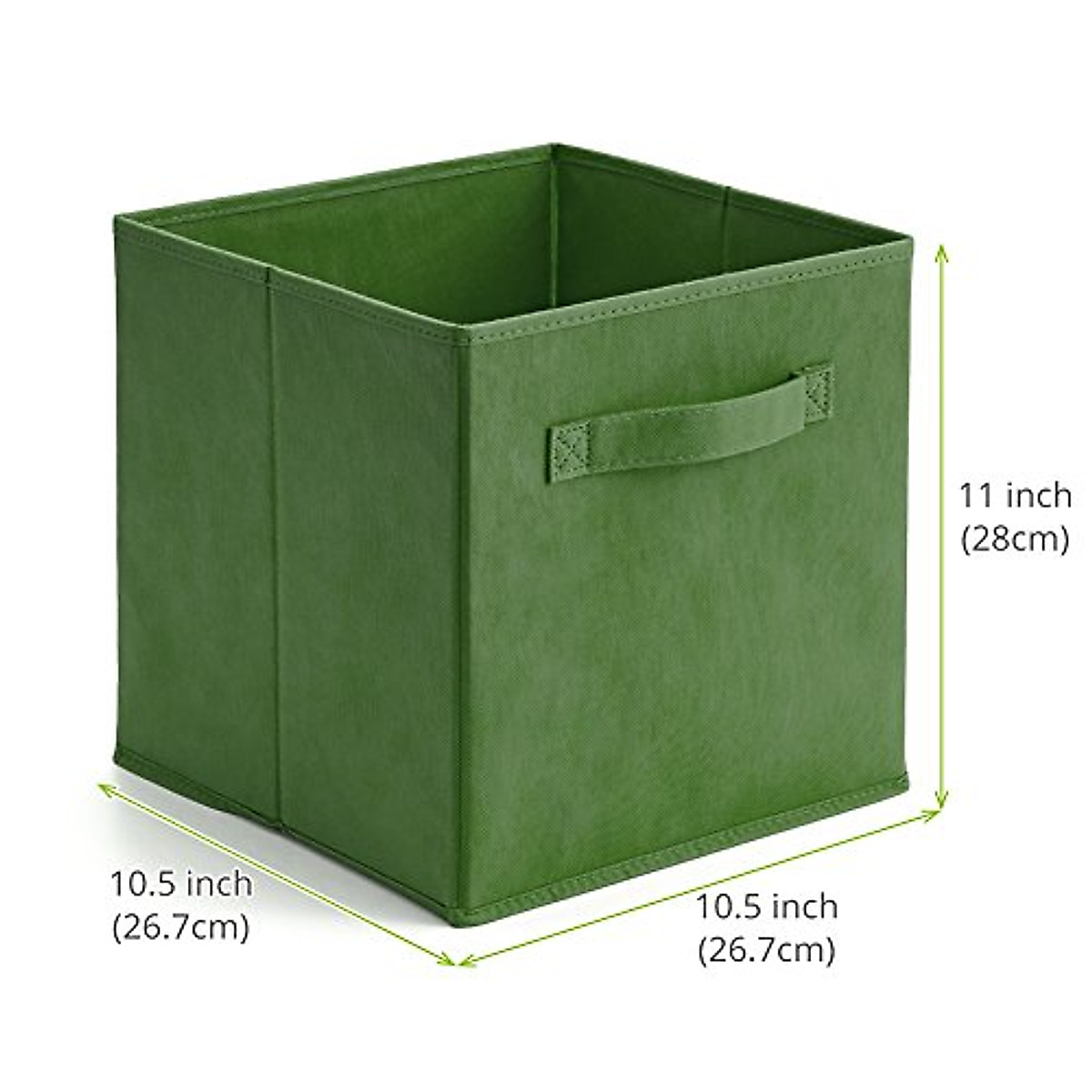 EZOWare Set of 4 Foldable Fabric Basket Bins, Collapsible Storage Organizer Cube 10.5 x 10.5 x 11 inch for Nursery, Playroom, Kids, Living Room - (Kale Green)