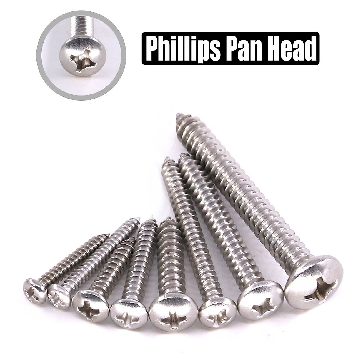 Hilitchi 275-Piece Stainless Steel Phillips Round Pan Head Self Tapping Screw Assortment Kit (Round Pan Head)