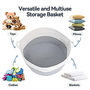 Blanket Basket Toy Organizers and Storage Toy Basket 23.6x14.1in Toy Storage Baskets Blanket Basket Living Room Extra Large Clothes Basket Woven Baskets for Storage Blanket Baby Laundry Basket