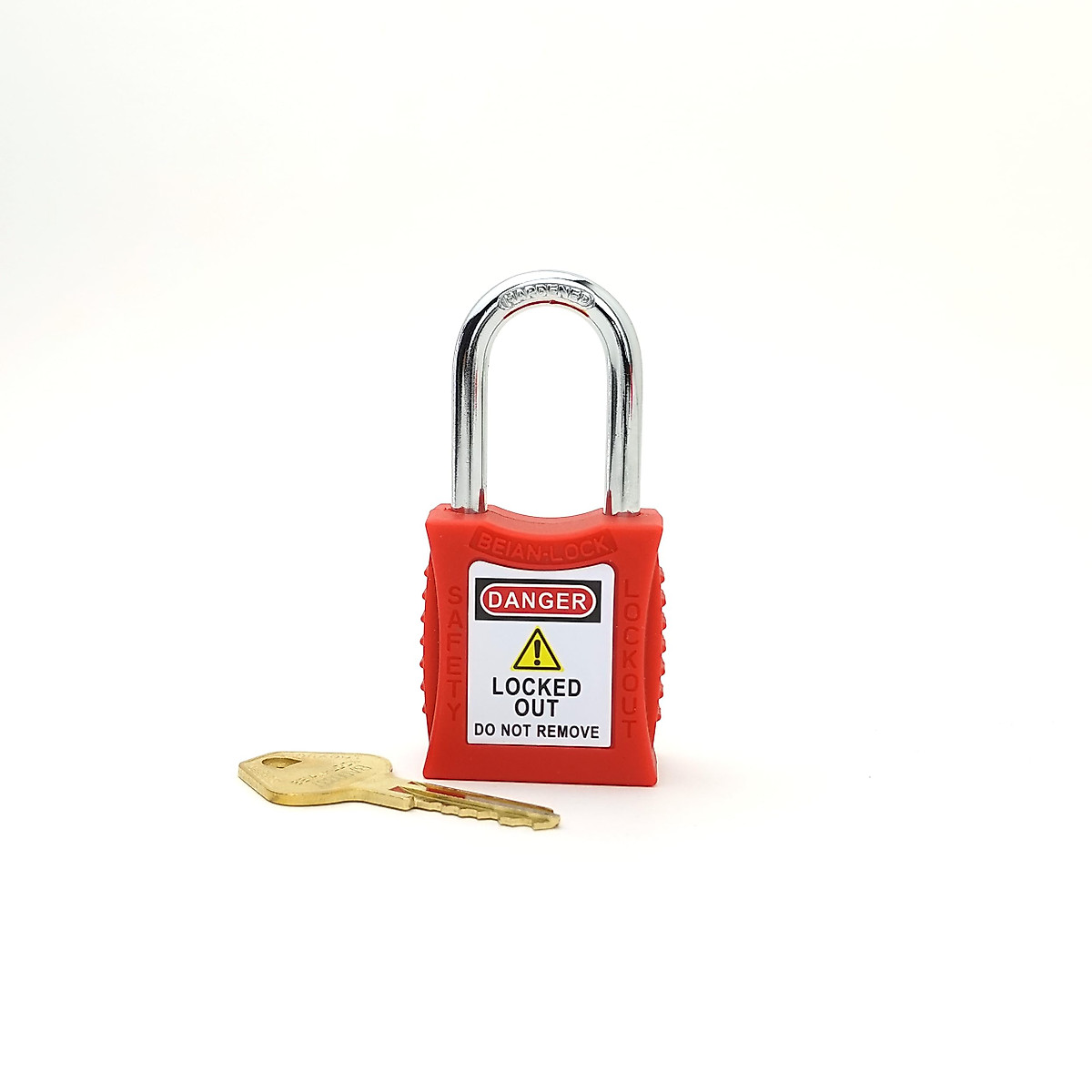 Lockout Tagout Lock Plug and Hasp Set - Plug Lockout for Use Sleeve Sockets RED BAN-D43, Loto Nylon Hasp Lock for Industry Equipment BAN-K02, Safety Padlock Keyed Different BAN-201 Red