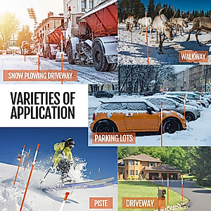 Anley 20 Pack 48" Reflective Driveway Markers, Snow Stakes with Fiberglass Pole & Hammer Cap - 4 Ft High Visibility Safety Markers Reflective Strip for Snow Plowing and Landscape (1/4" Dia, Orange)