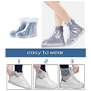 FUNLAVIE Rain Shoe Covers Non-slip Reusable Waterproof Shoe Covers for Women Men