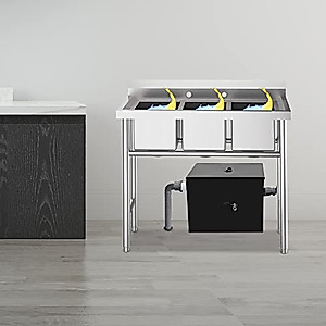 MARTEXBUY Commercial Grease Interceptor 40LB, Stainless Stee Grease Trap, Grease Interceptor Trap with Side Water Inlet, Under Sink Grease Trap for Restaurant Canteen Factory Home Kitchen