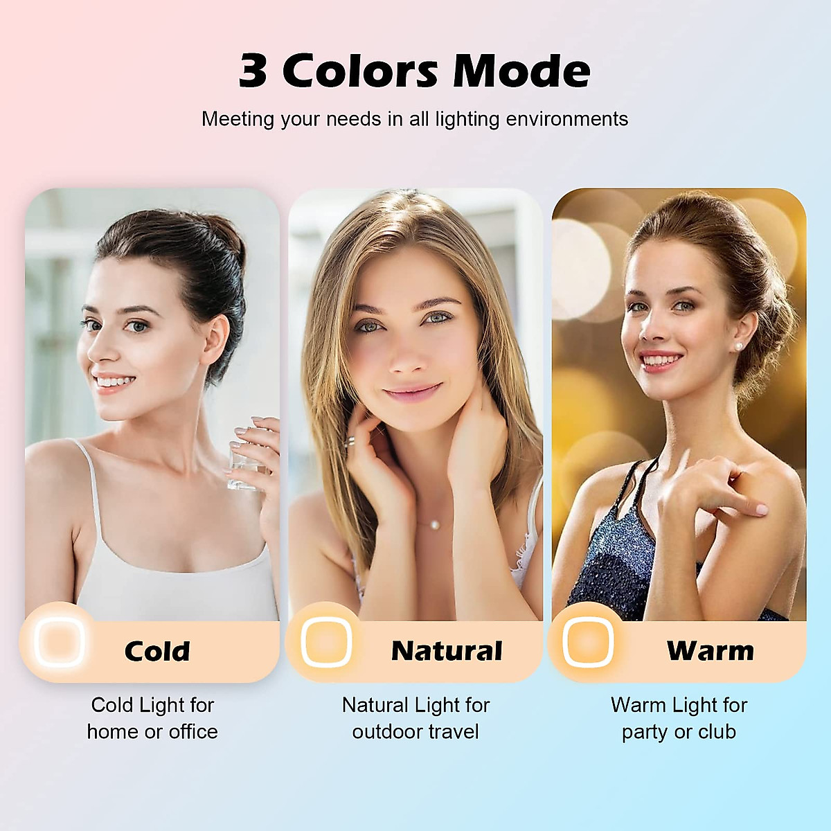 TIMCHASER Magnifying Travel Makeup Mirror, 1X/10X Magnification Compact Mirror, Dimmable 2-Sided Illuminated Folding Mirror, USB Rechargeable, Portable for Handbag, Purse, Pocket