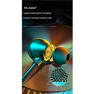 Ningchongfine HiFi Lossless Sound Jack Sports Ceramic Headphones, 360 Degree Surround Sound Wired Headphones, 8 Core Sound HiFi Lossless Sound Earphones, Zero Noise (Ceramic Black)