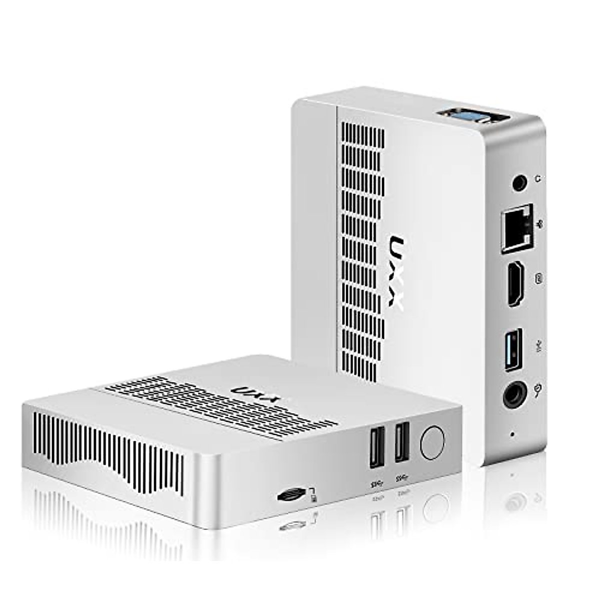 UXX Mini PC Support 512GB M.2 SSD, Intel Celeron N3350 (Up to 2.4GHz) Mini Computer, 6GB RAM/64GB Micro PC HDMI/VGA Dual Display,Mini Desktop Computer WiFi5/BT/VESA/Mouse,for Business,Home,Office