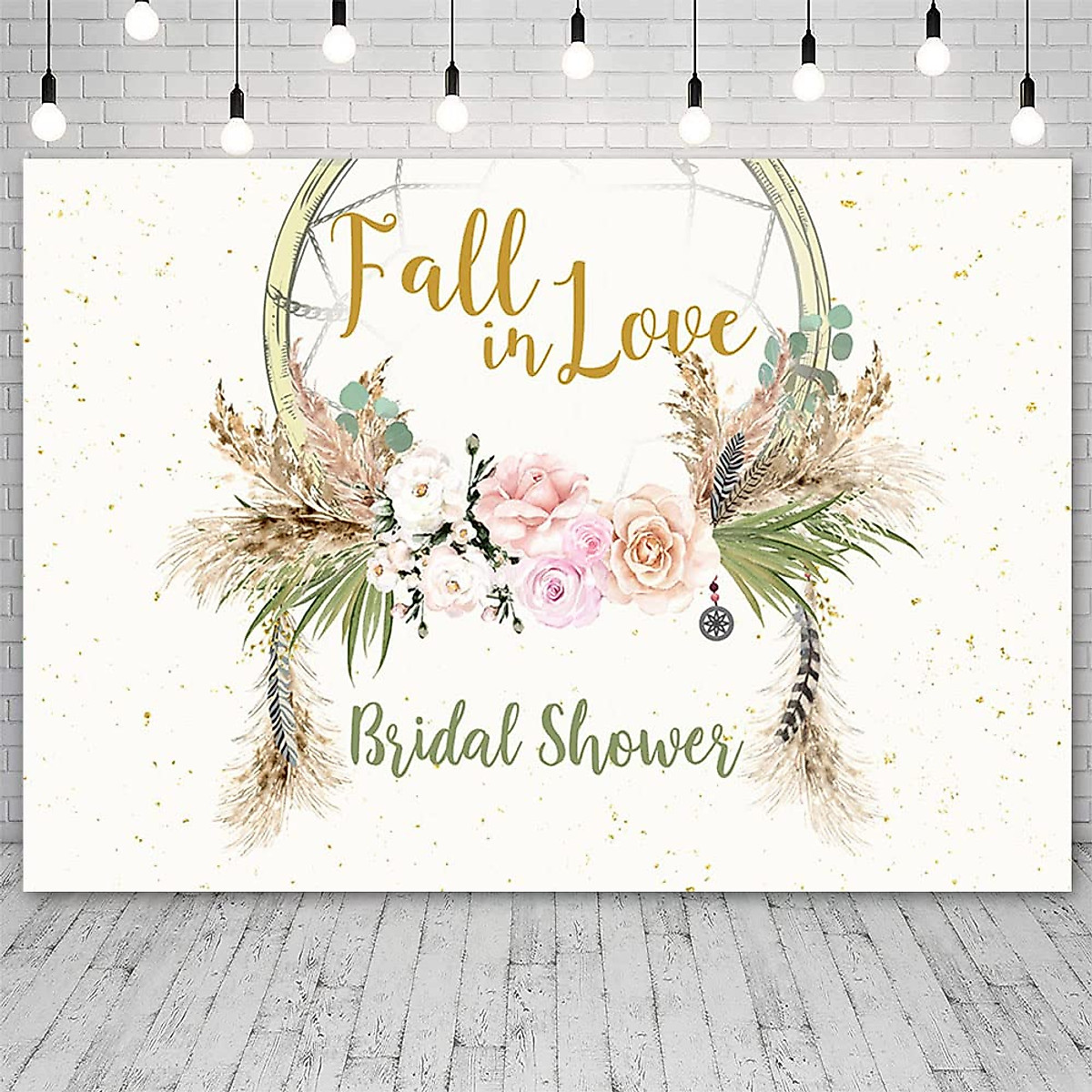 ABLIN 10x7ft Fall in Love Backdrop Boho Bridal Shower Decorations Pampas Grass Dreamcatcher Photography Background Bride to Be Engagement Bachelorette Party Decorations Props