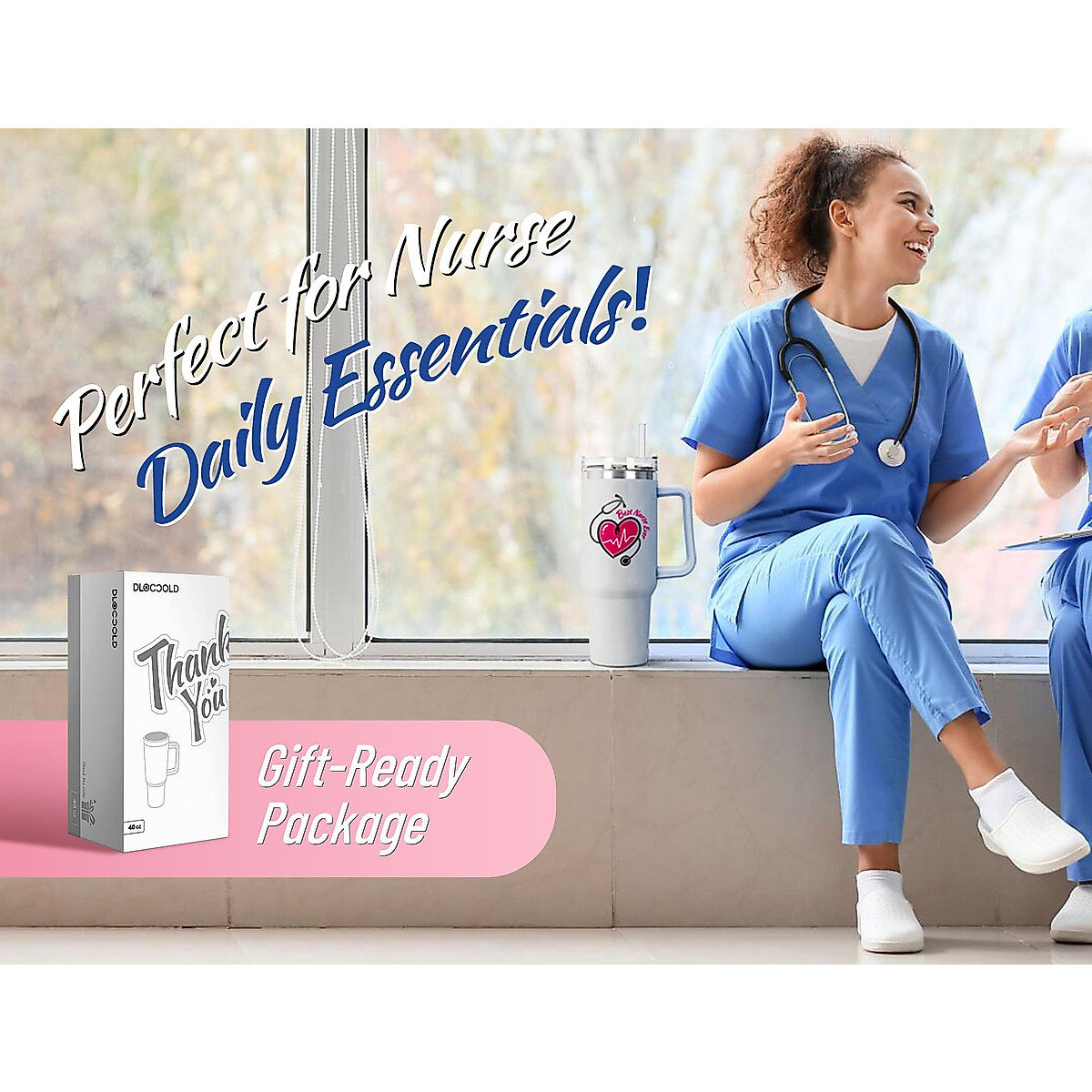 DLOCCOLD Nurse Appreciation 40oz Tumbler, Purple - Nursing Week Gift for Women