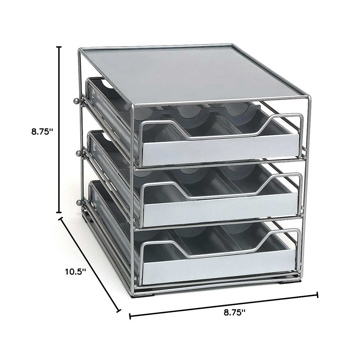 Lipper International Three-Tier Tilt Down Kitchen and Cooking Spice Drawer, Silver/Gray