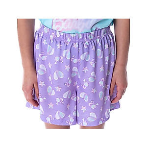 INTIMO Barbie Little Girls' Barbie Doll Unicorn Love Shirt and Shorts 2 PC Pajama Set (10/12)