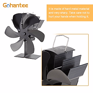 gohantee 6-Blades Fireplace Fan, Heat Powered Stove Fan with Thermometer for The top of Wood Stove, Silent Motors Stove Fan Circulates Warm Heated Air Eco Stove Fan, for Gas/Pellet/Wood/Log Stoves