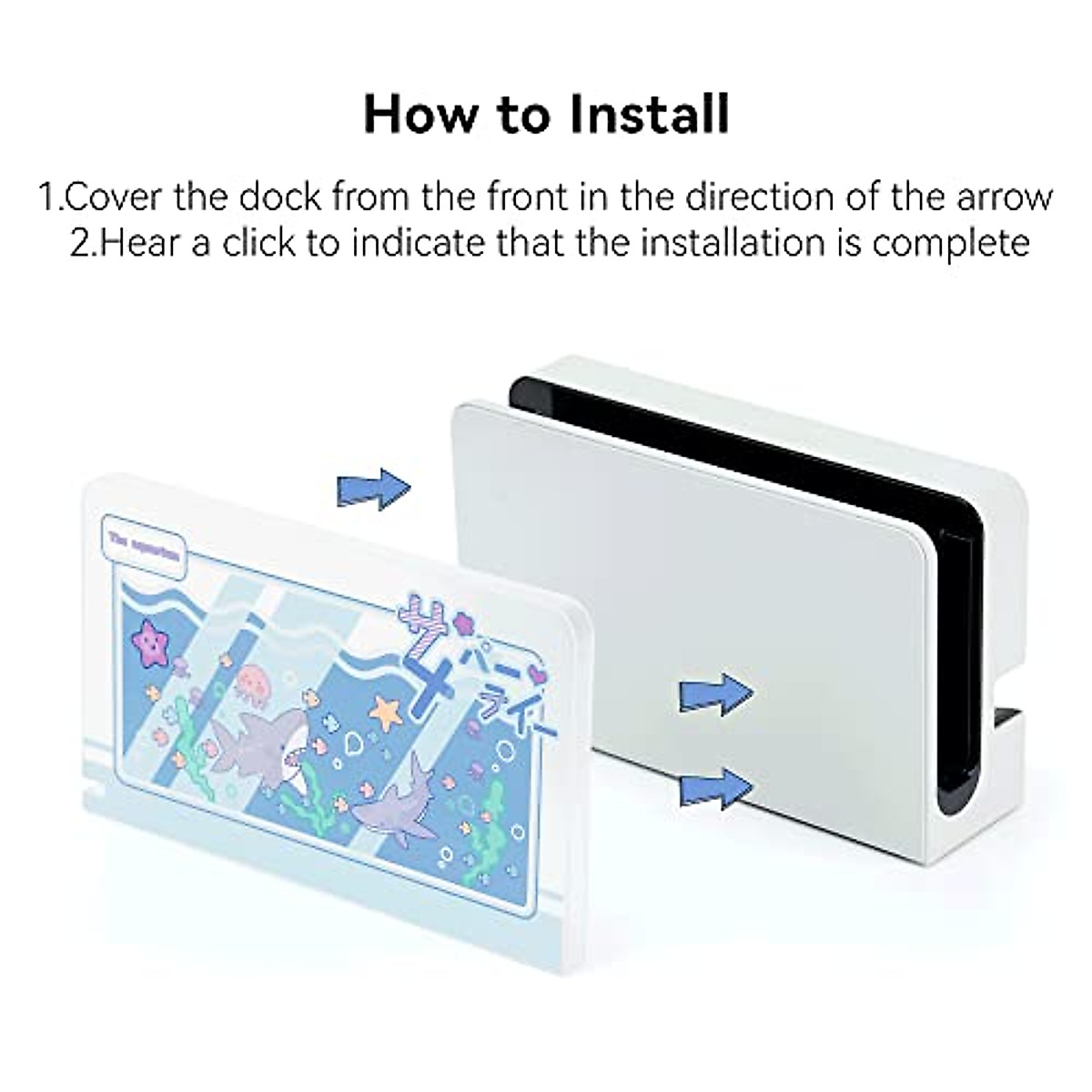 GeekShare Anti Scratch Switch OLED Dock Cover- Hard Faceplate Sleeve Pad for Switch OLED Dock- DIY Replacement Shell Compatible with Switch OLED Dock - Shark Party (for Switch OLED Model)