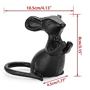 OwnMy 2 Cast Iron Cute Mouse Figurine Sculpture Black Mice Statues Carved Desktop Ornaments Figurines, Decorative Creative Animal Figurine Indoor Outdoor Statues for Garden Patio Yard Home Decoration