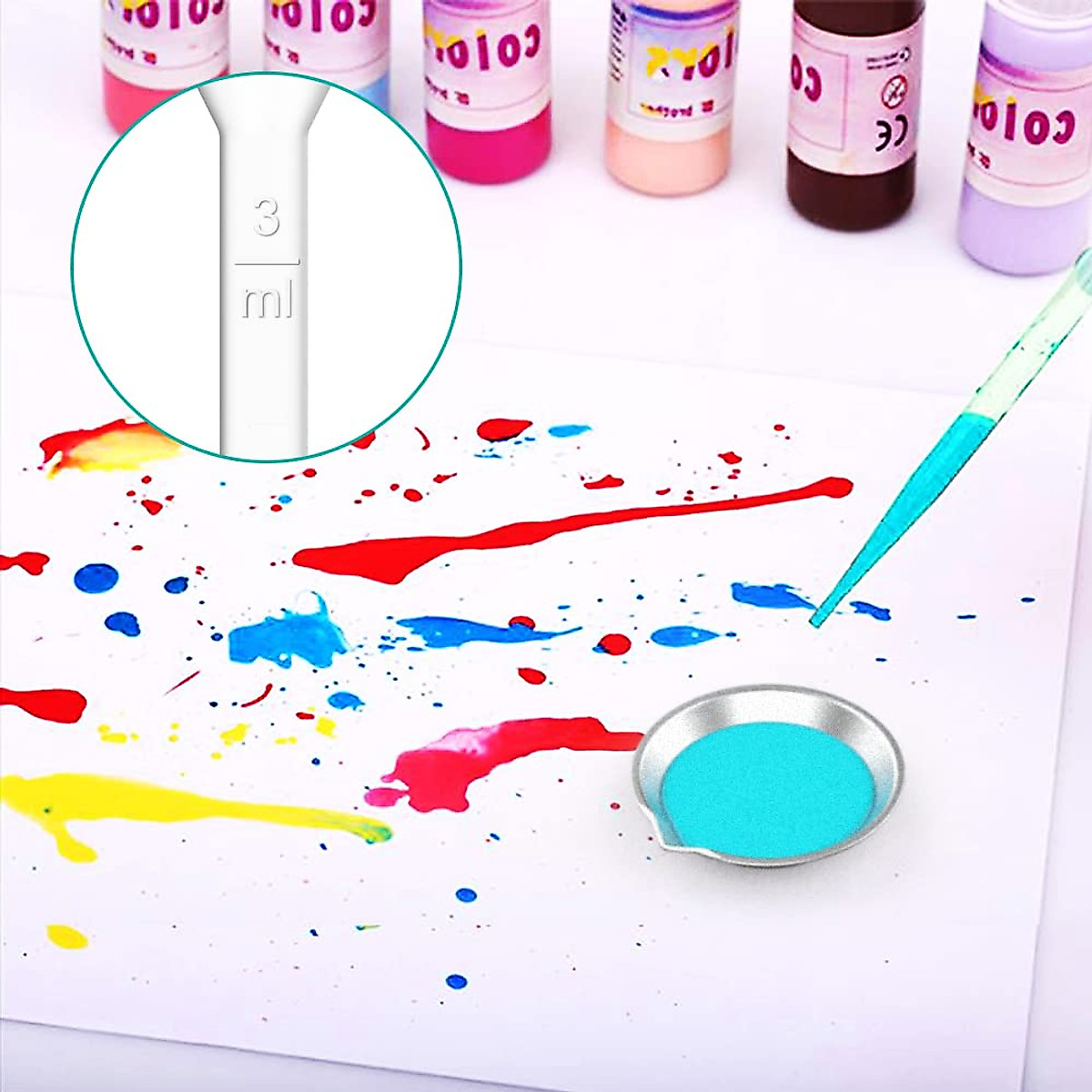 DIYESMART 36pcs Paint Tray Palettes, 2pcs Paint Stirrers and 2pcs droppers Suit for Airbrush Paint Mixing, DIY Art Craft Painting, Model Painting, Hobby Paint Model Building Tools, Lightweight…