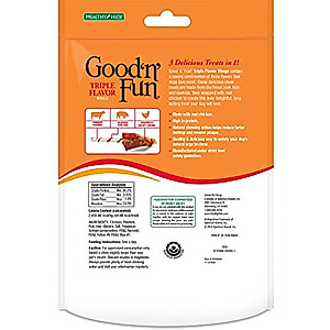 Good 'N' Fun Triple Flavor Wings, Made with Real Meat, Treats for All Dog Sizes