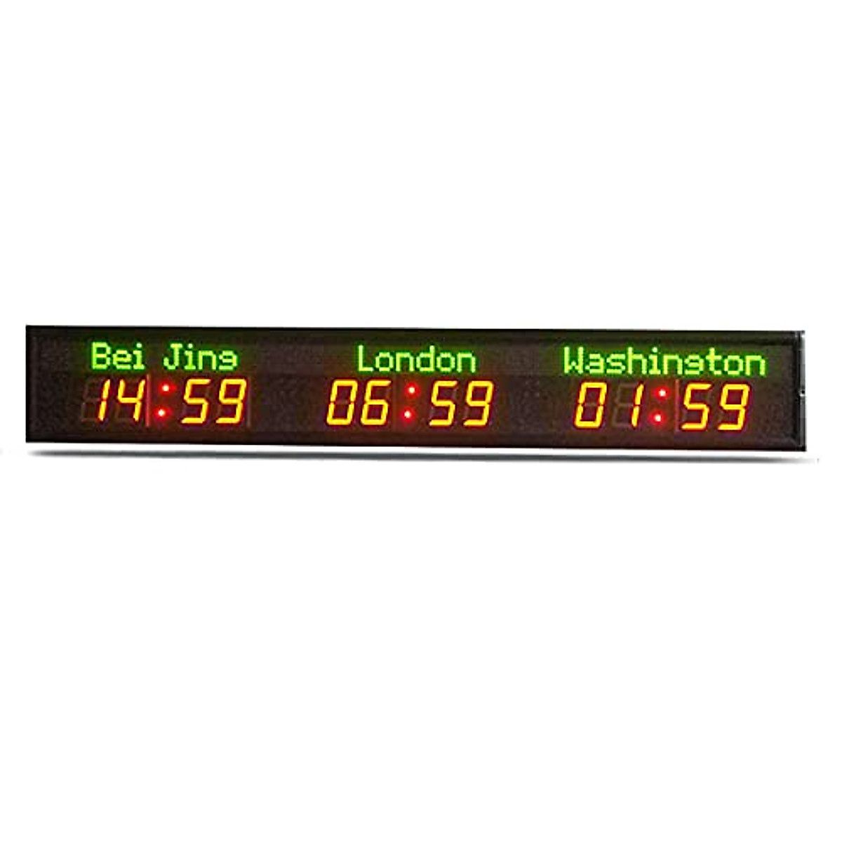 THINKHONGHAO Zhong Xiaoxiao Brand LED red and Green Digital Electronic 3 City World Clock Summer Digital World Clock displays time Brightness at Different Times