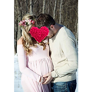 Vivivalue Women Flower Crown Bridal Flower Headband Hair Wreath Floral Headpiece Halo Boho with Ribbon Wedding Party Festival Photos Pink