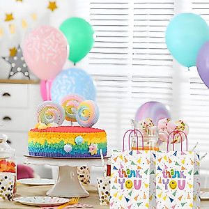 OFIHANLY 20Pcs 8.2" Small Thank You Party Favor Goodie Bags for Boy Girls Kids Birthday Cute Paper Treat Candy Return Gift Bags Bulk with Handles